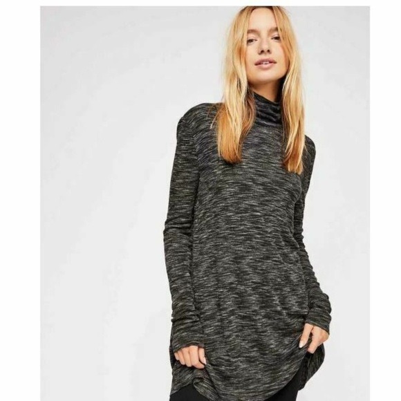 Free People | Tops | Free People Black Gray Stone Cold Ribbed Split ...